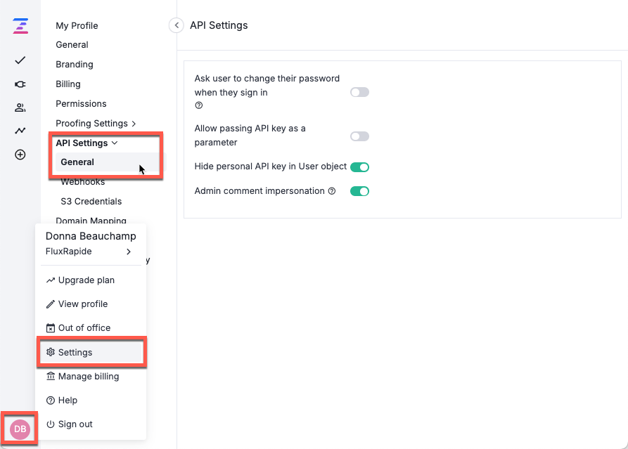 Configure API settings – Ziflow